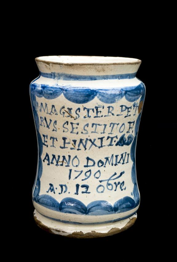 Albarello drug jar, Italy, 1790 | Science Museum Group Collection