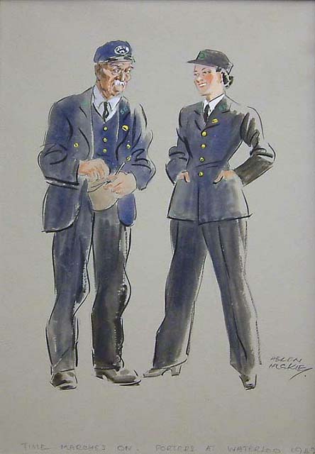 Time Marches On. Porters at Waterloo | Science Museum Group Collection