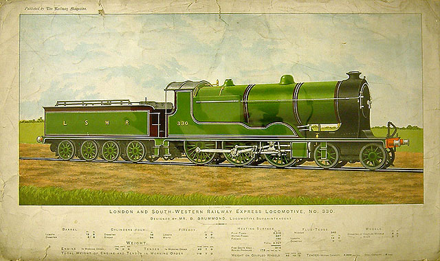 London and South Western Railway Express Locomotive 4-6-0 No 330 ...
