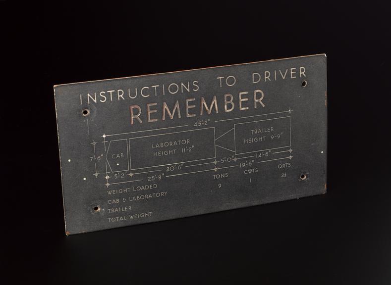 Warning sign “Instructions to driver Remember”, 1959 | Science Museum ...