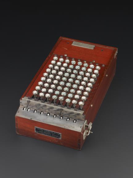 Early model wooden-case comptometer by Felt and Tarrant Manufacturing ...