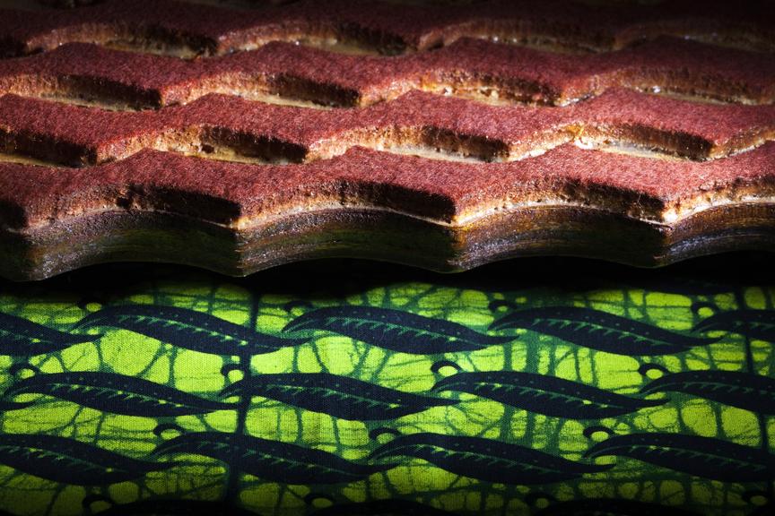 ABC Wax fabric sample, 'Curl Leaf' design | Science Museum Group Collection