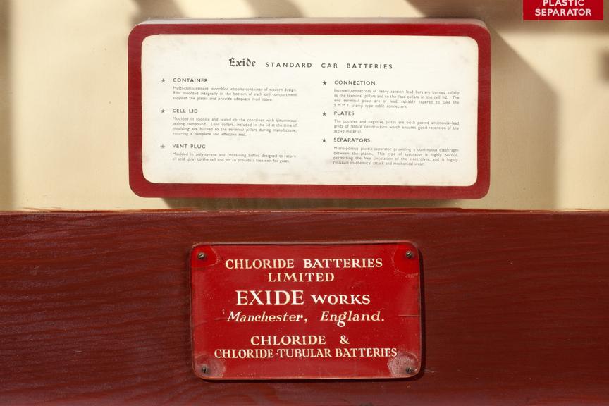 Display for Chloride Exide car batteries | Science Museum Group Collection Display for Chloride Exide car batteries | Science Museum Group Collection