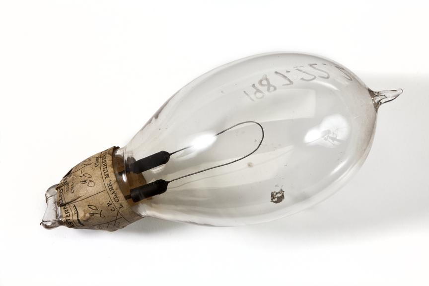 Carbon filament light bulb with no cap | Science Museum Group Collection