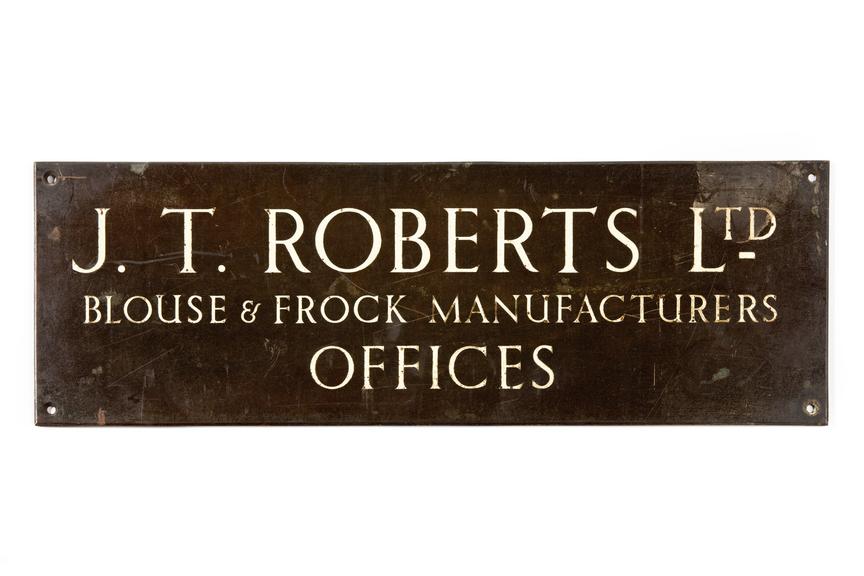 Nameplate J.T. Roberts Ltd | Science Museum Group Collection