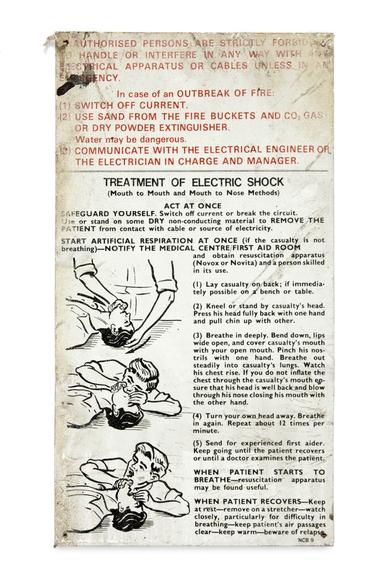 Sign - 'Treatment of electric shock' | Science Museum Group Collection
