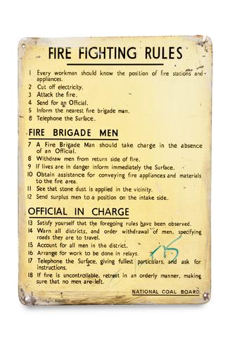 sign - fire fighting rules. | Science Museum Group Collection