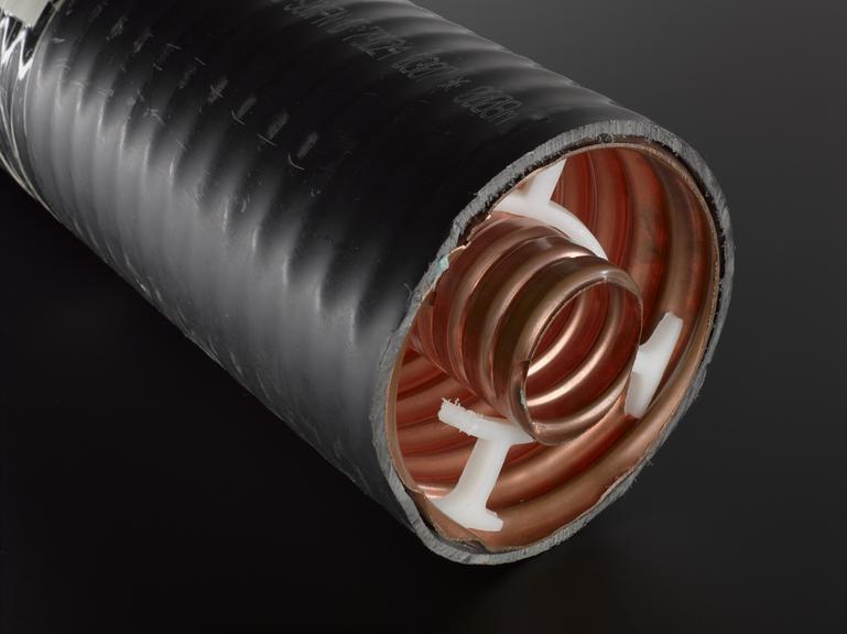 Specimen of RFS Heliflex high-power air dielectric coaxial cable ...