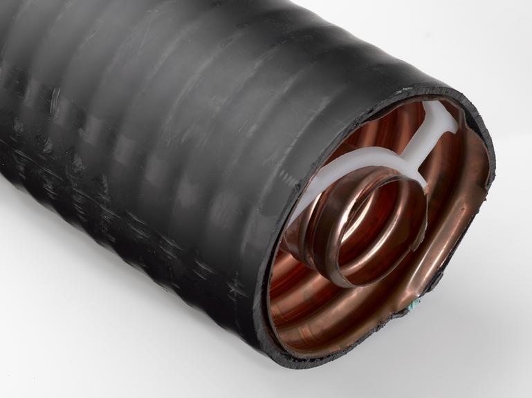 Specimen of RFS Heliflex high-power air dielectric coaxial cable ...