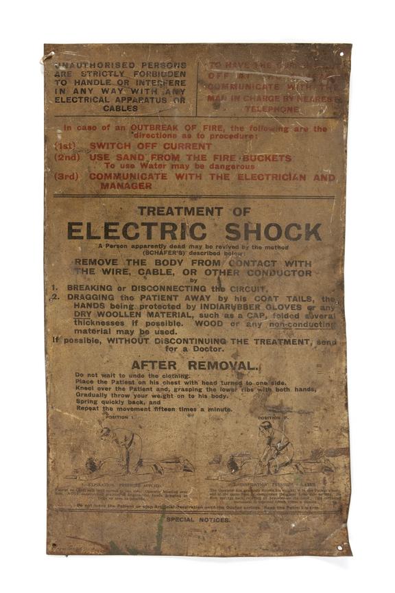 Treatment of electric shock sign | Science Museum Group Collection