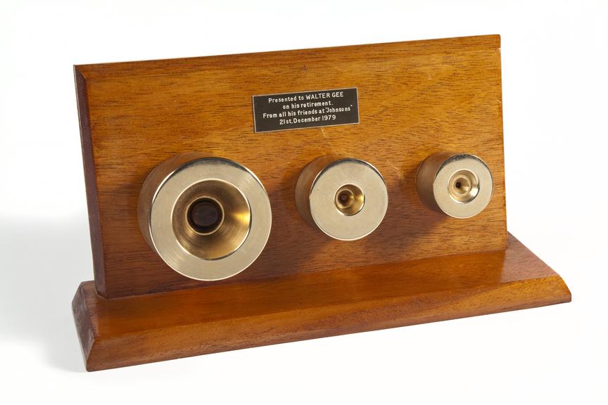 three gold-plated cable dies | Science Museum Group Collection