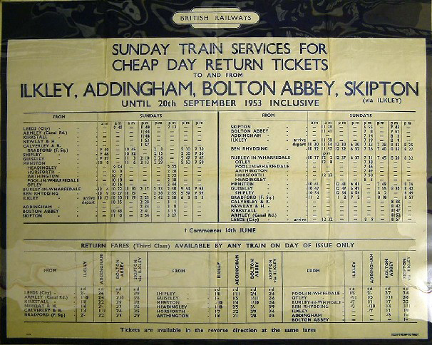 Sunday Train Services. Cheap Day Return Tickets to and from Ilkley ...