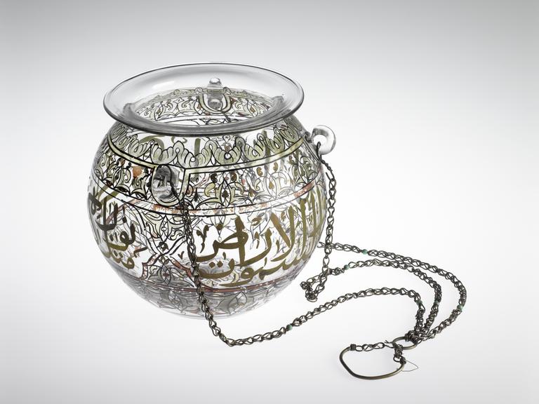 Glass Islamic mosque lamp, with painted decoration | Science Museum ...