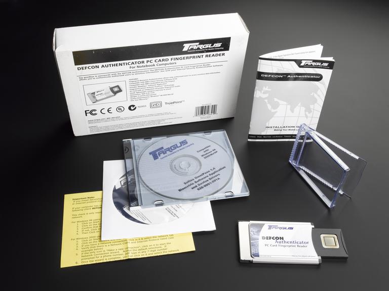 Fingerprint sensor integrated into PCMIA card with associated software ...