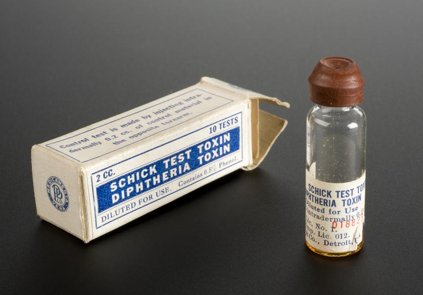 Box containing one vial of Schick Test Diphtheria toxin | Science ...