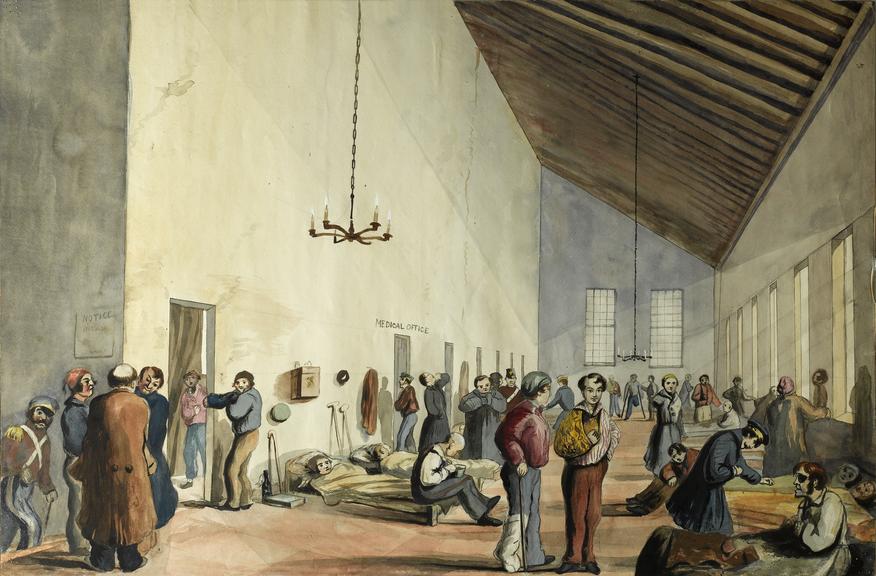 Watercolour illustration of the interior of Scutari Hospital, Albania ...