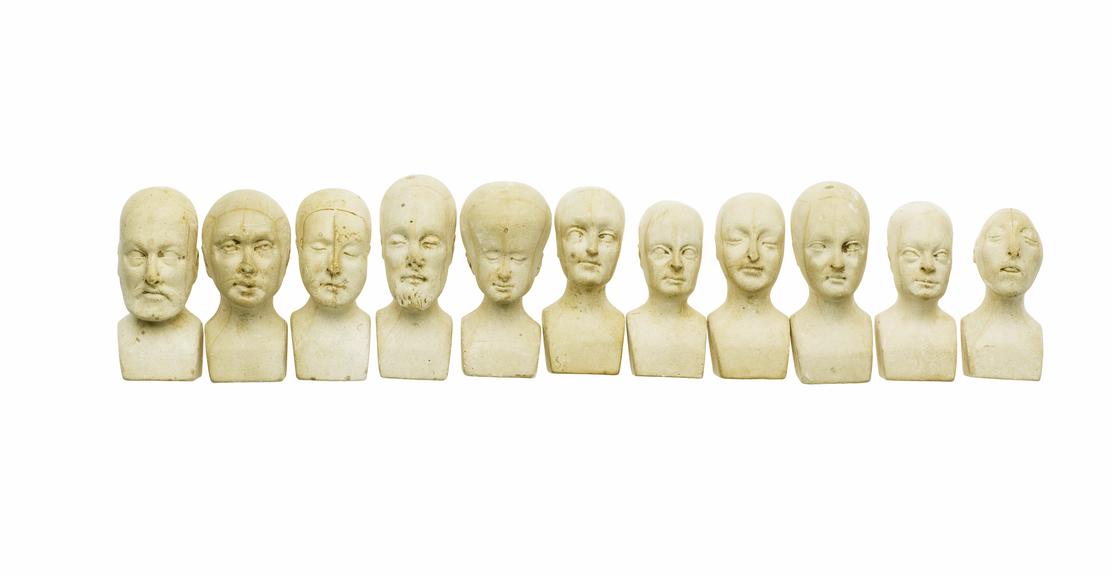 Set of sixty miniature heads used in phrenology | Science Museum Group ...