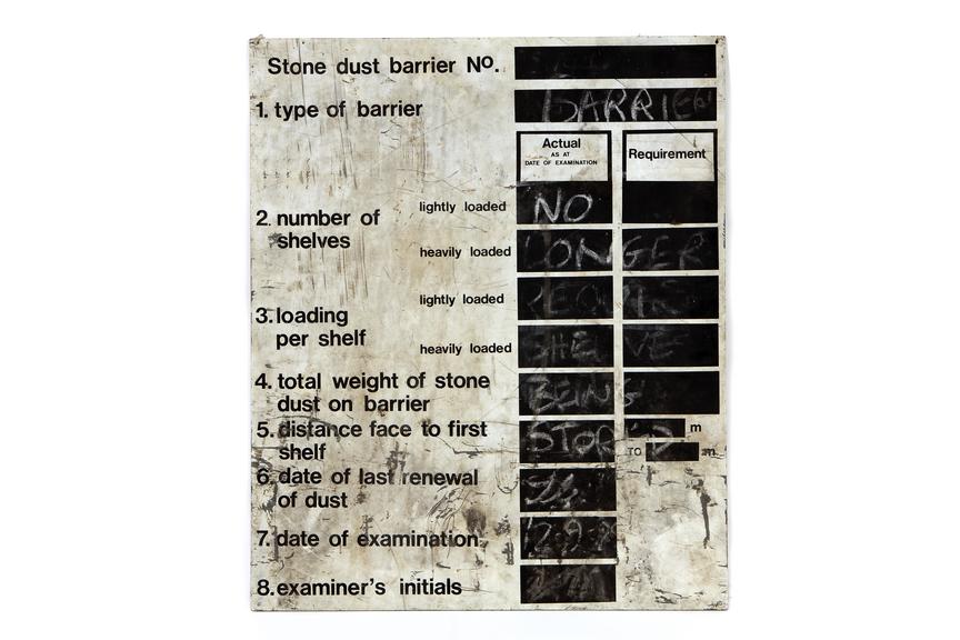'Stone dust barrier' sign | Science Museum Group Collection
