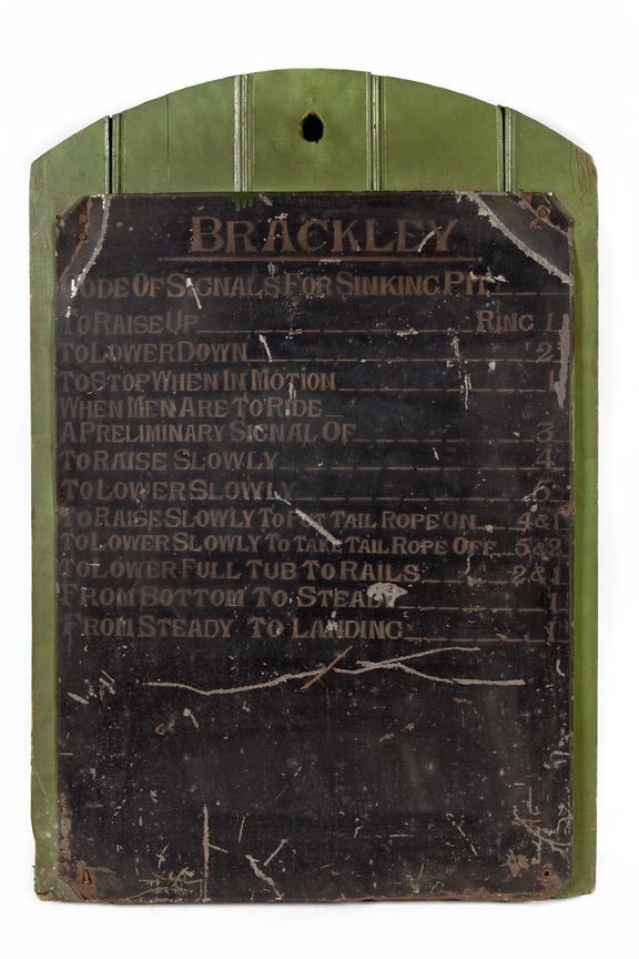 Signal codes sign from Brackley Colliery | Science Museum Group Collection