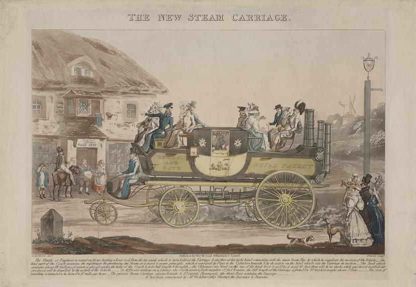 Aquatint engraving of Gurney's steam carriage of 1827 | Science Museum ...