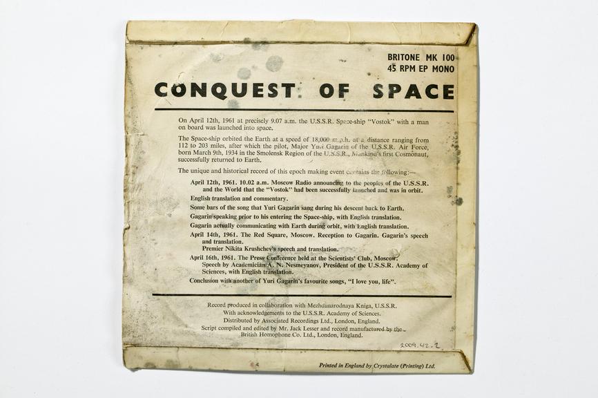 "Conquest of Space" 7-Inch Record | Science Museum Group Collection