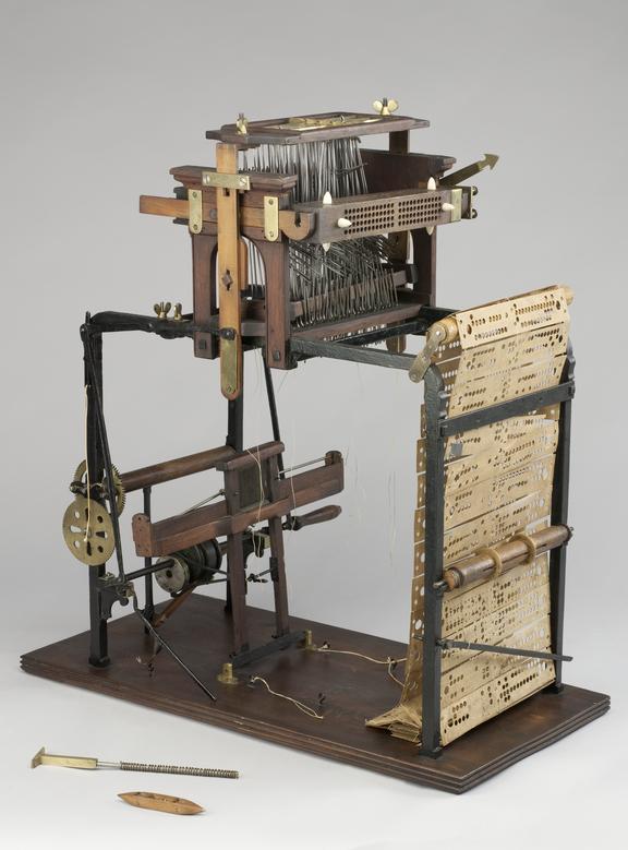 Model of a Jacquard loom, with shuttle and components | Science Museum Group Collection