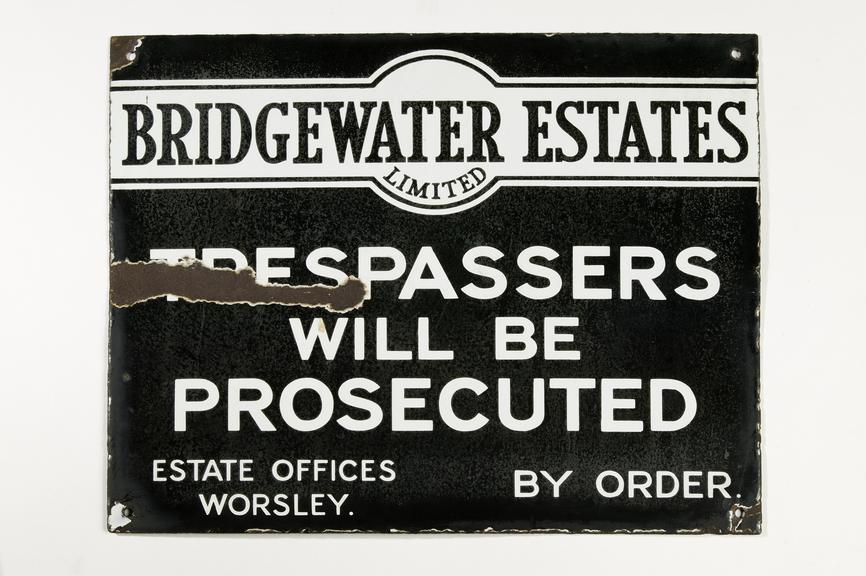 Warning sign from Bridgewater Estates Ltd | Science Museum Group Collection