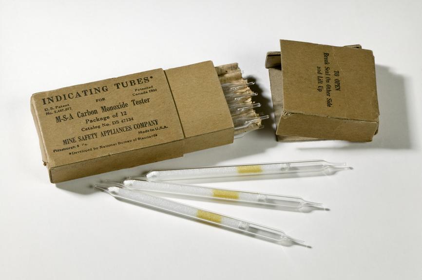 Mine Safety Appliances Co. carbon monoxide indicating tubes | Science ...