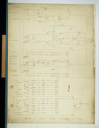 Untitled. Appears to be layout of axes on framing of Difference Engine ...