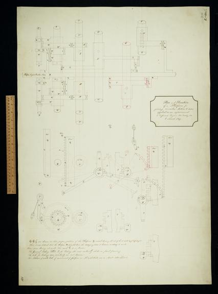 Plan and elevation of a platform for giving circular motion to axes ...