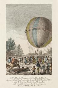 Two coloured French balloon prints published by Debure | Science Museum ...