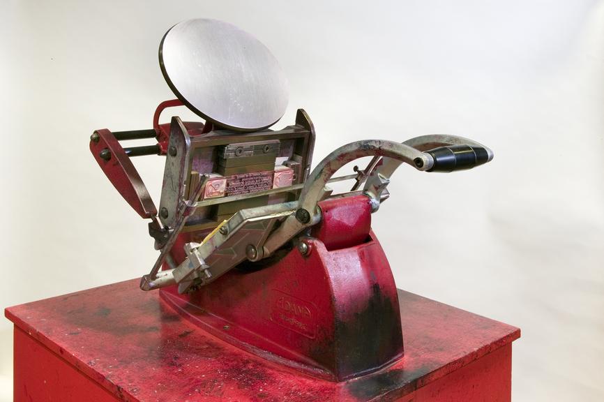 Hand-operated printing press made by Adana (Printing Machines) Ltd ...