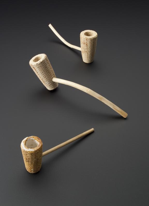 Collection of six corn cob tobacco pipe, pipe bowls and stems | Science ...