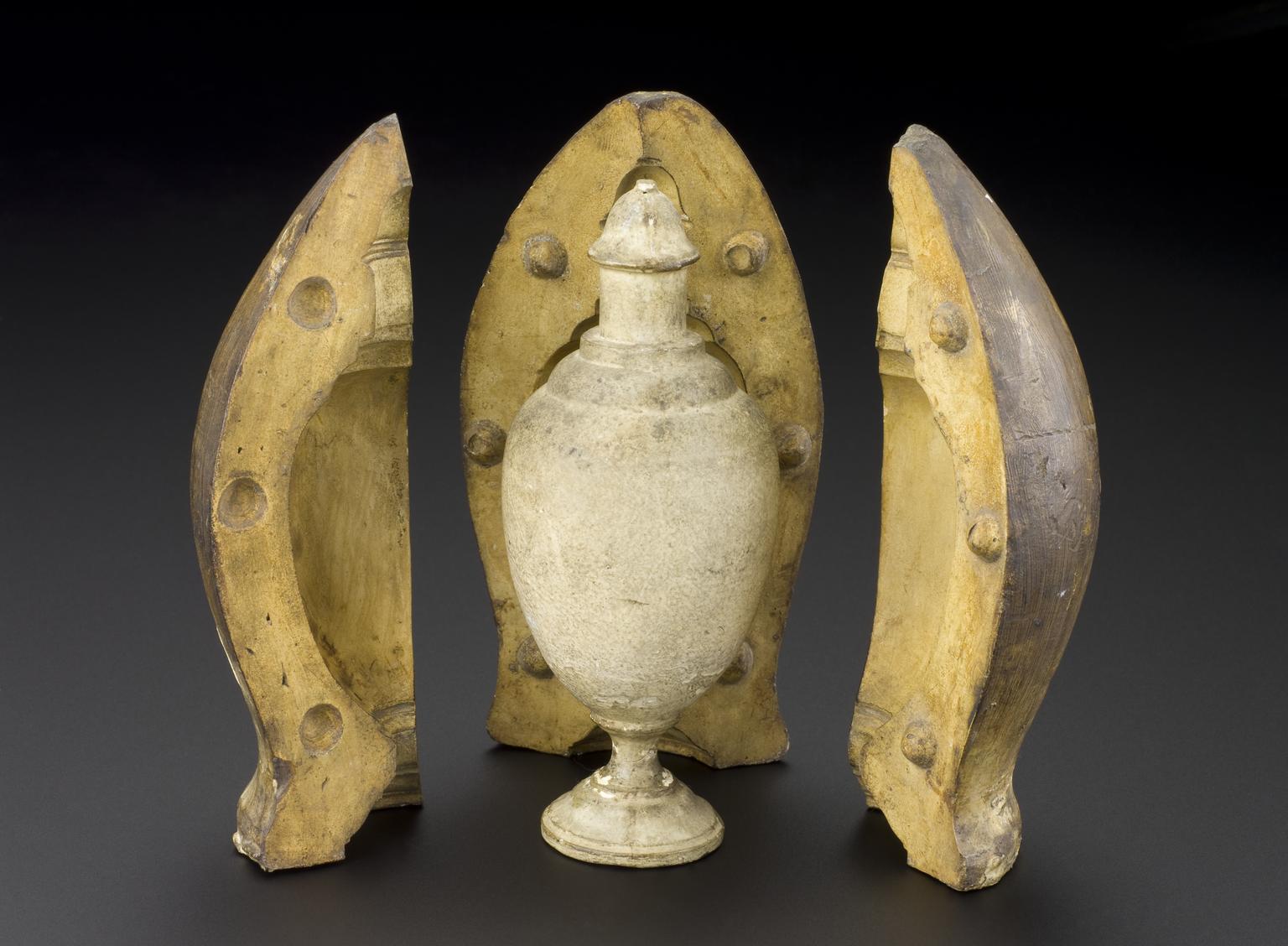 Three-part plaster split mould used for the production of plaster cast ...