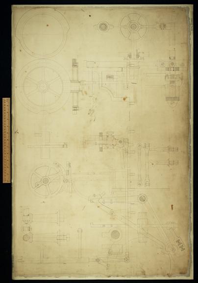 Drawing of the parts controlling the positioning and punching of the ...