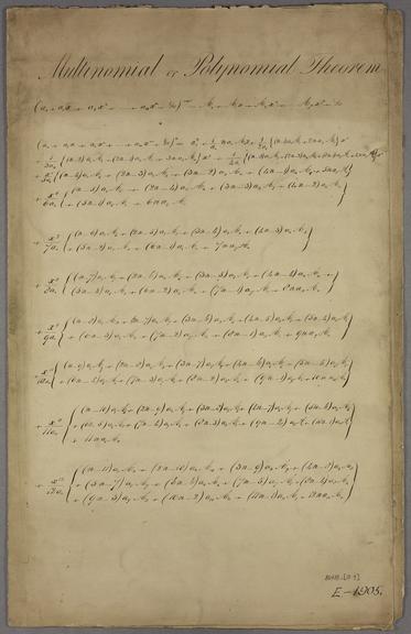 Multinomial or Polynomial Theorem | Science Museum Group Collection