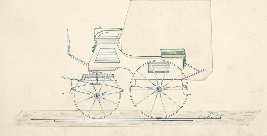 Ten pen and ink design for carriages manufactured by F. Stocken coach ...