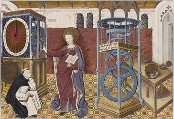 Photograph of Manuscript depicting timekeepers from 1400s, 1964 ...