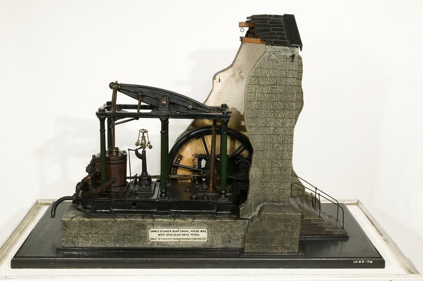 Model of a single-cylinder slide-valve beam engine | Science Museum ...
