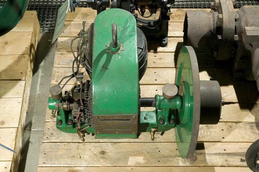 Small, green, electric motor. | Science Museum Group Collection