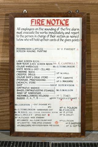 Fire safety notice from Barracks Fabric Printing Co. Ltd | Science ...