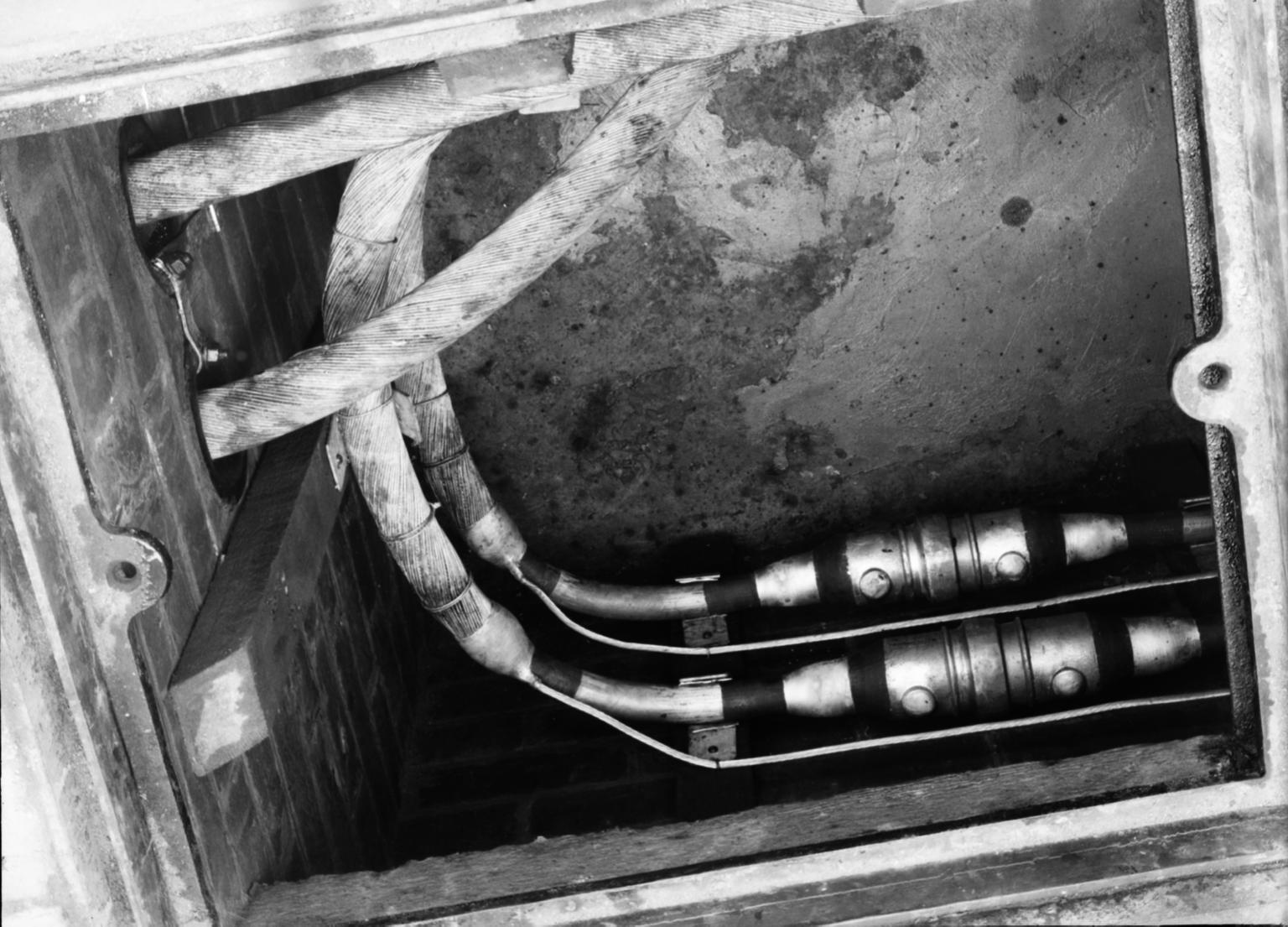 Works photographic negative of cables in manhole, Pemberton, nr. Wigan ...