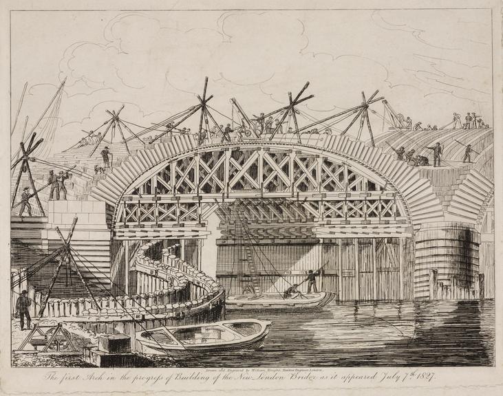 Etching, the first arch in the progress of building the New London ...