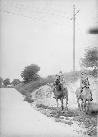 Works photographic negative of overhead line, Bulford Camp, Salisbury ...