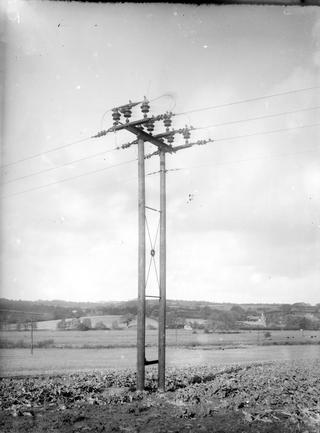 Works photographic negative of 22 kV overhead line, Hastings | Science ...