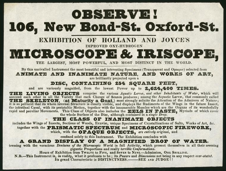 5 Handbills advertising exhibitions of microscopy | Science Museum ...