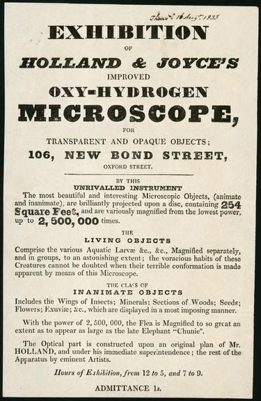 Handbill advertising exhibitions of microscopy | Science Museum Group ...