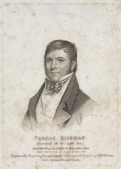 Engraving, "Thomas Hickman (Surnamed the Gas Light Man)" | Science Museum Group Collection
