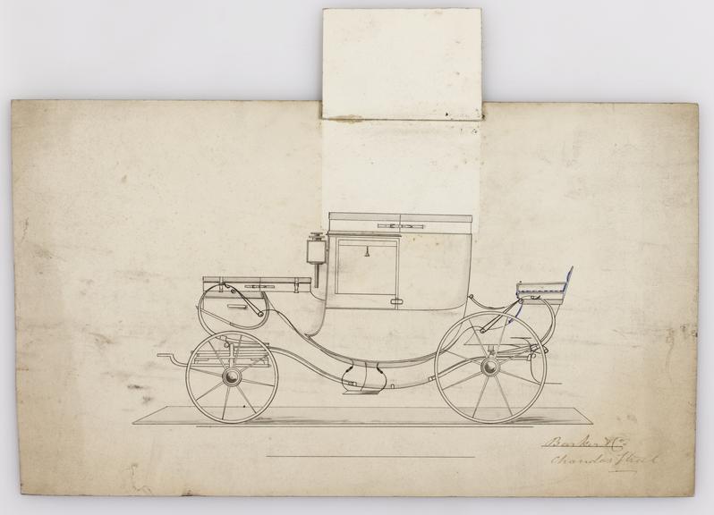 Design for a Dormeuse Chariot carriage, with flip revealing an ...