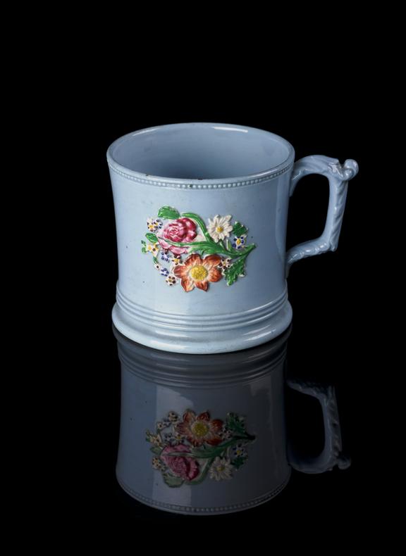 Blue creamware mug | Science Museum Group Collection